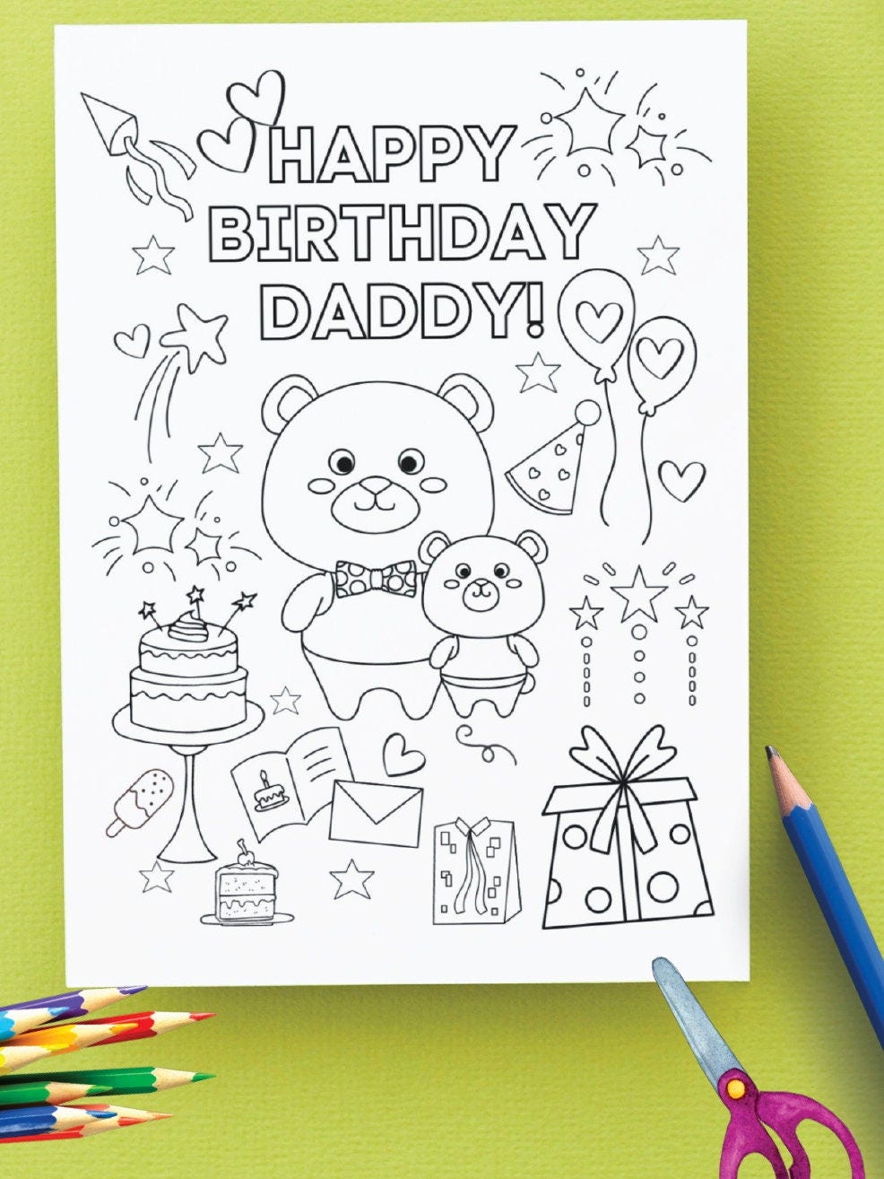 Happy Birthday Daddy, Cute Coloring Birthday Card for Dad | by David ...