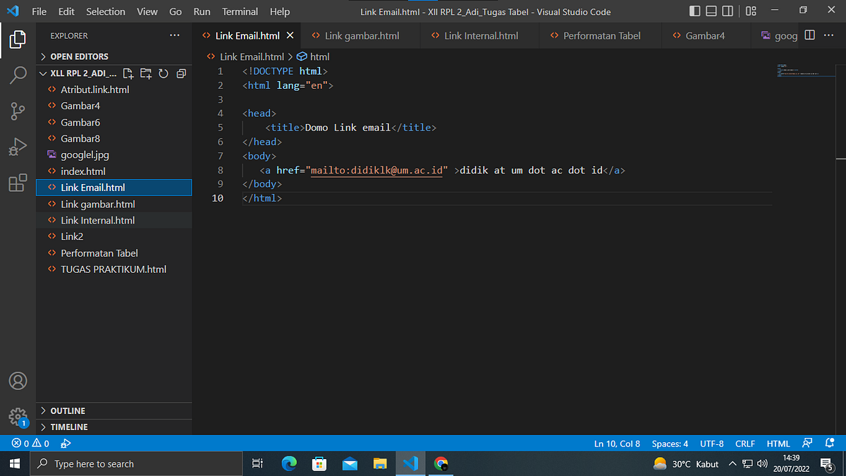 Cara Membuat Hyper Link Di Visual Setudio Code. - Setiawan Adi Nugroho ...