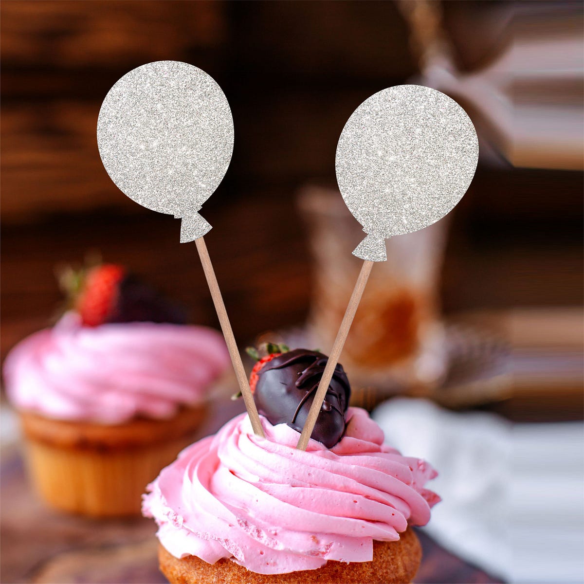 Glitter Balloon Cake Topper (Pack of 05 pcs) - Signative Shop - Medium