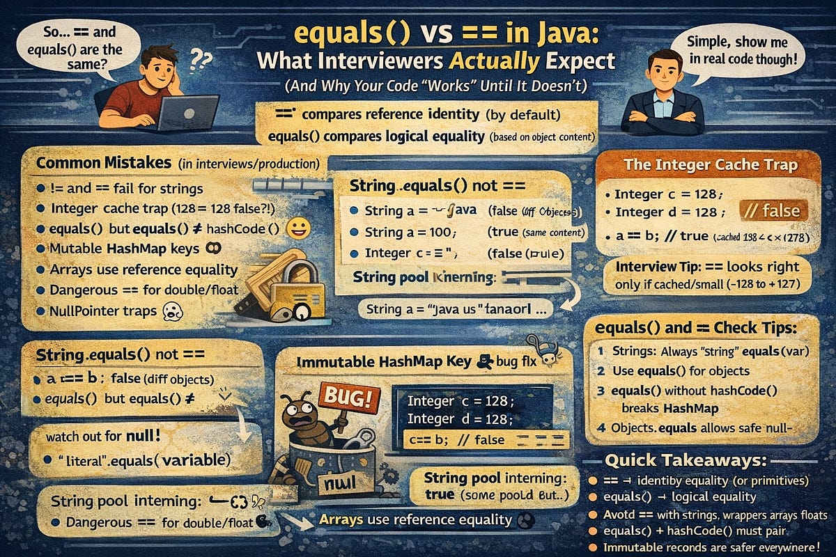 equals() vs == in Java: What Interviewers Actually Expect (And Why Your ...