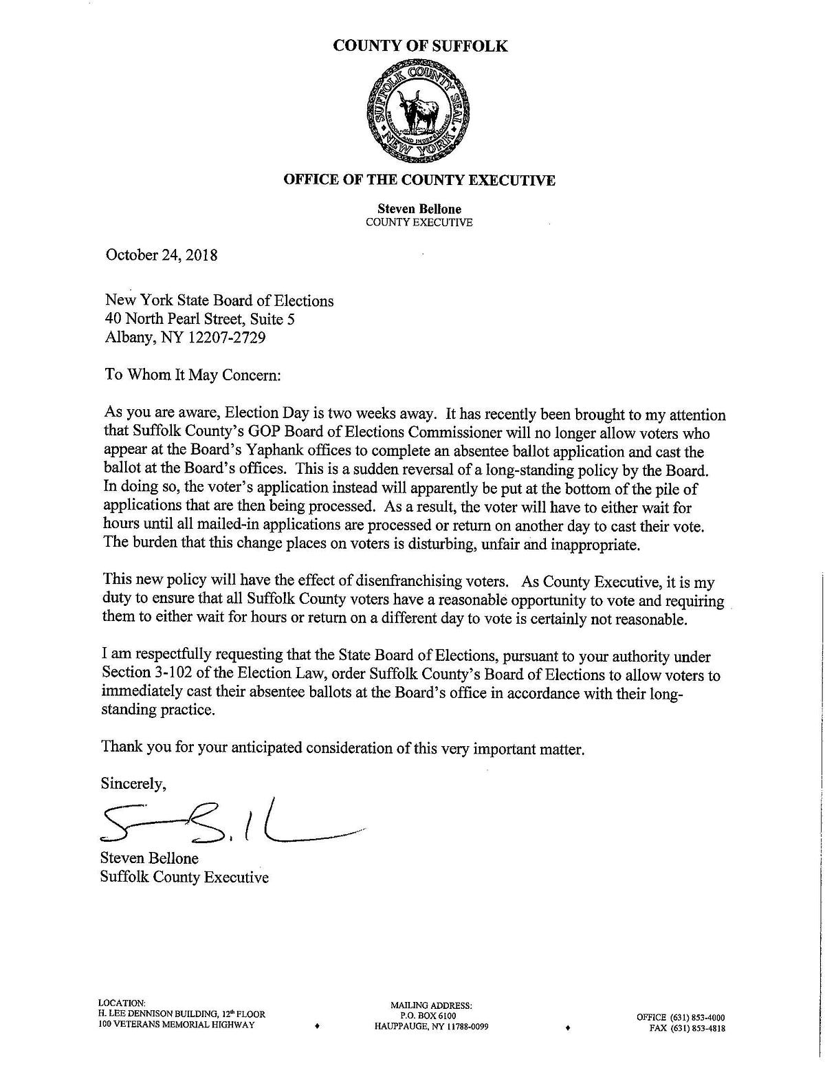 Letter to New York State Board Of Elections | by Suffolk County ...