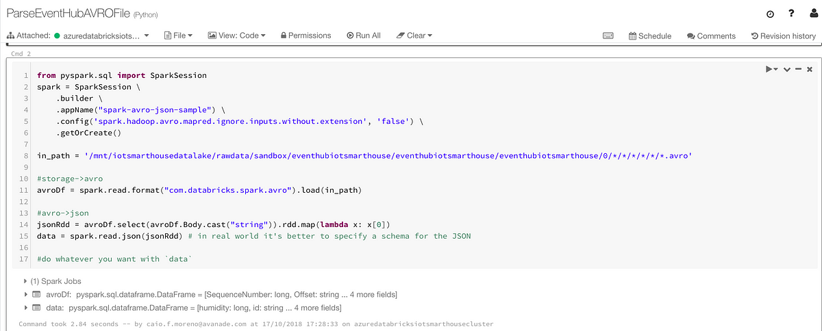Processing Event Hubs Capture Files Avro Format Using Spark Azure Databricks Save To