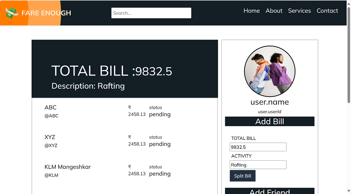FARE ENOUGH — BILL-SPLITTING APPLICATION (MERN) | by Janvi Singh | Medium