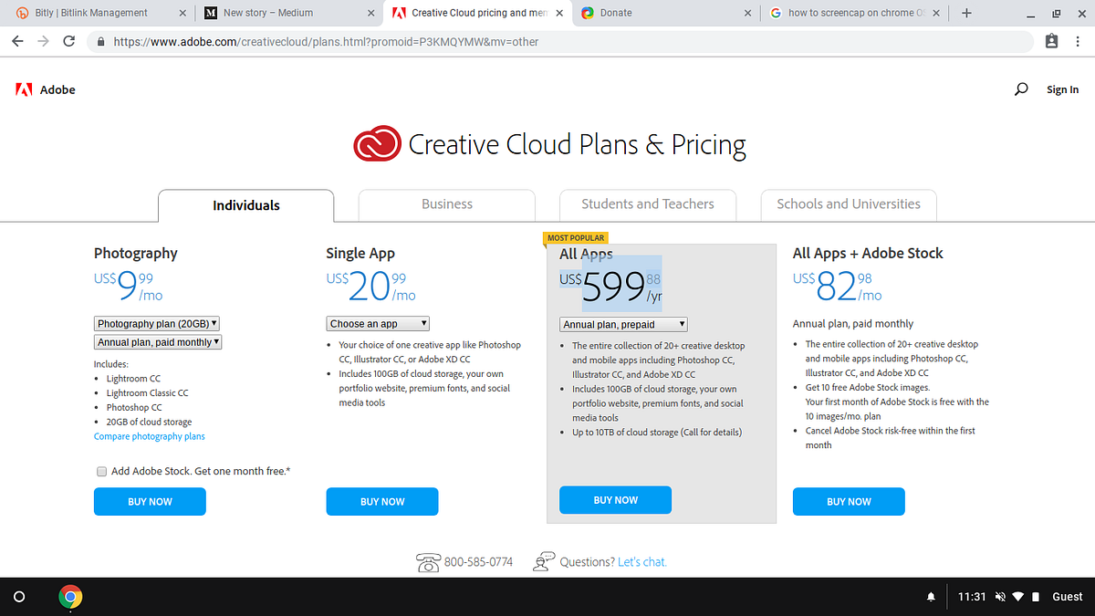 Adobe Prices Are Bullshit. Here we have the prices for the apps on ...