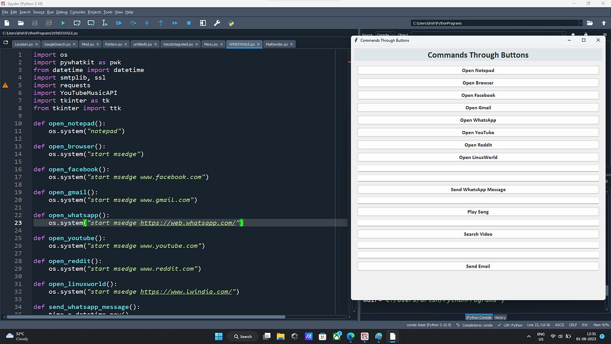 Hi, this is my code to build a fully GUI enabled menu to do various ...