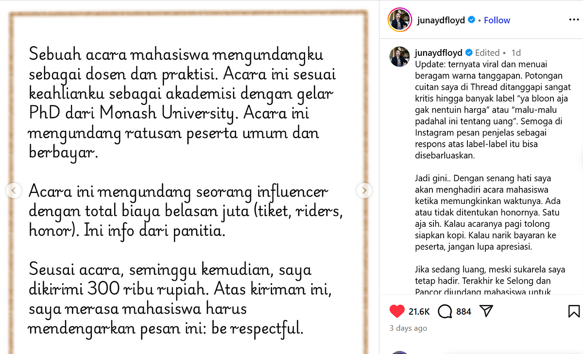 Bukan Soal Uang, Tapi Soal Rasa Hormat | by Kendrick Filbert | Berbagi & Berdampak | Nov, 2025 ...