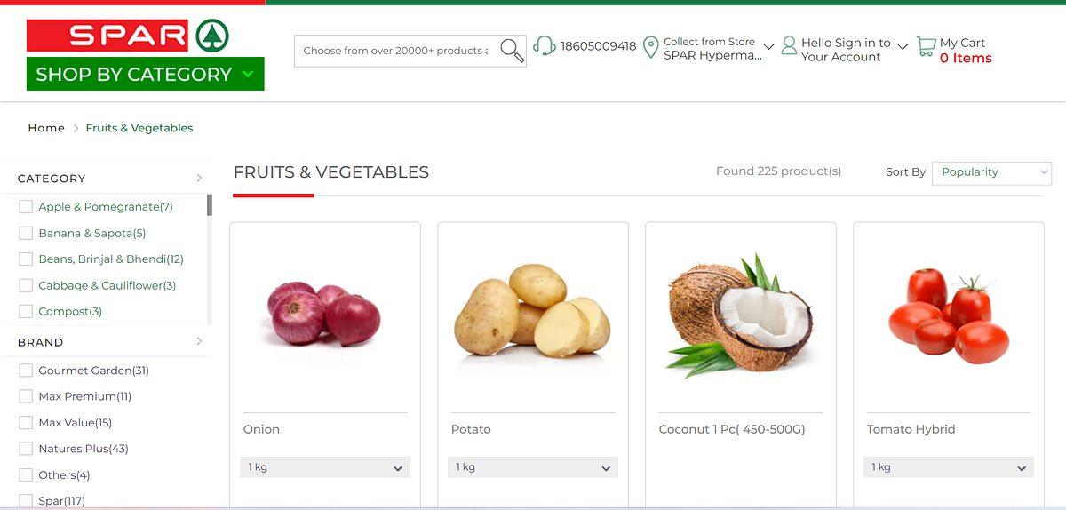 Buy fruits & vegetables online form Spar - Sparindia - Medium