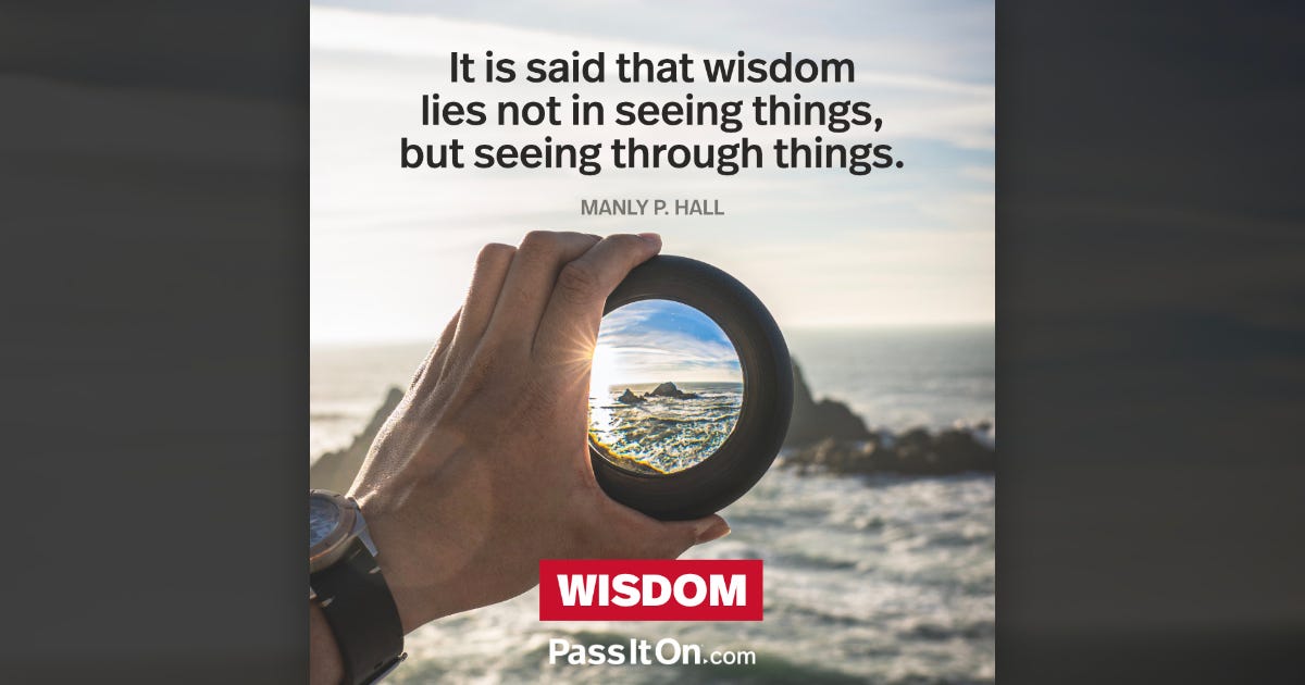 Wisdom Lies Not in Seeing Things, But in Seeing Through Things: A ...