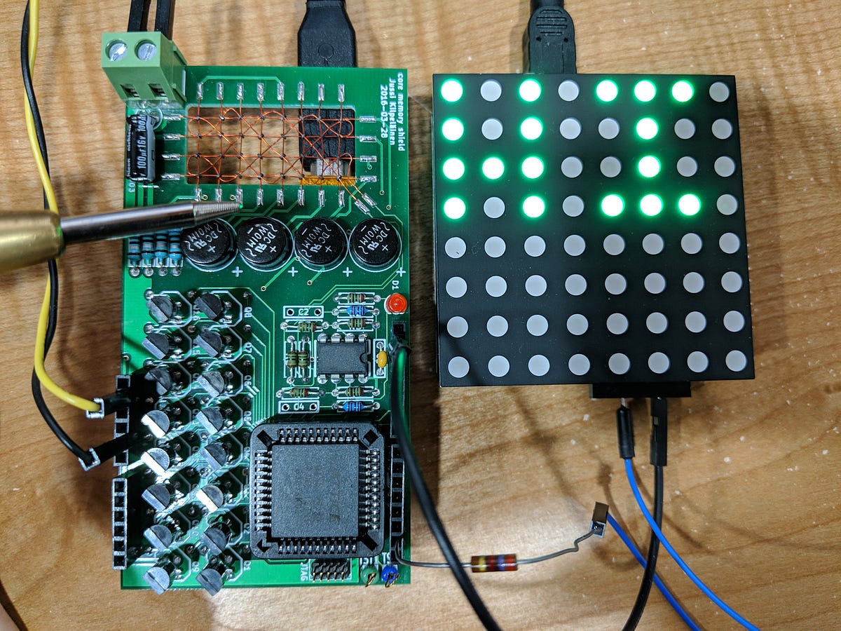 Interactive Core Memory Shield for Arduino Visualized Using a FeatherWing LED Matrix | by Cabe ...