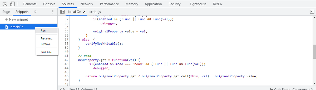 Quick Tips: Break JavaScript execution on property access | by Taimur ...
