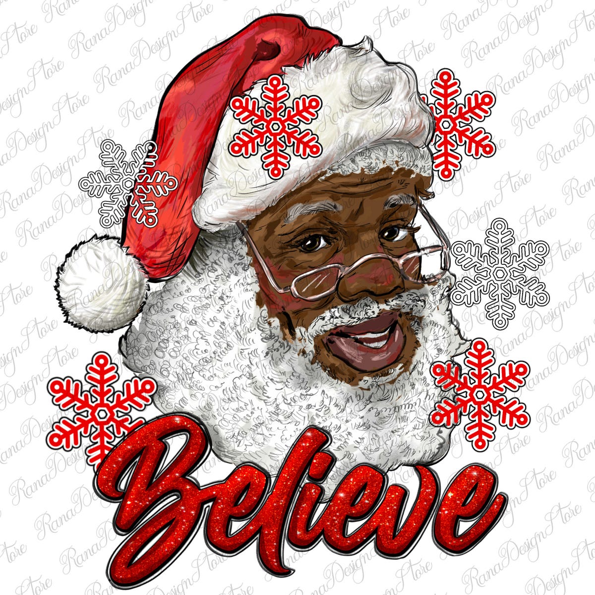 African American Santa Believe Png Sublimation Design, Western Santa ...