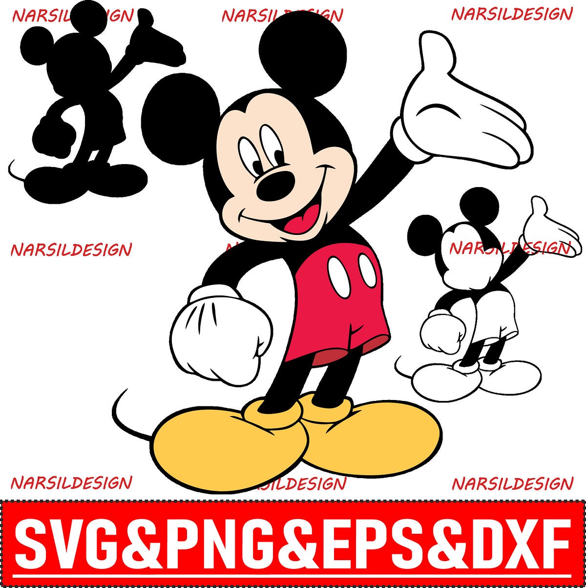 Layered SVG, Vector, Cut Files for Cricut and Silhouette Mickey Mouse ...
