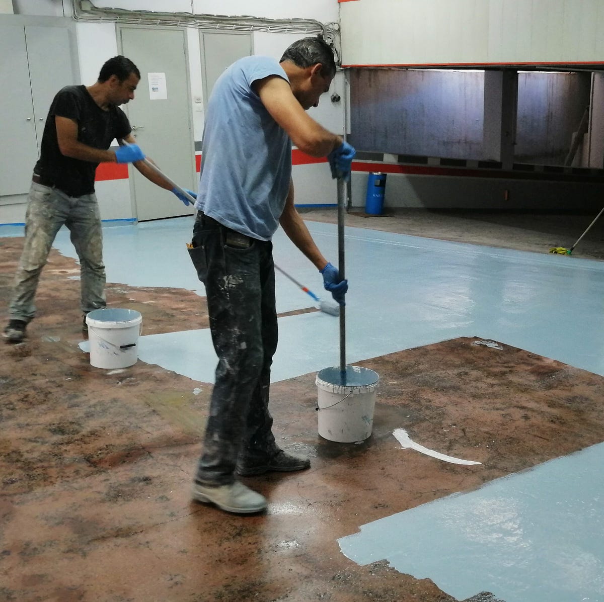 Residential Epoxy Flooring - Straight Line Painting - Medium
