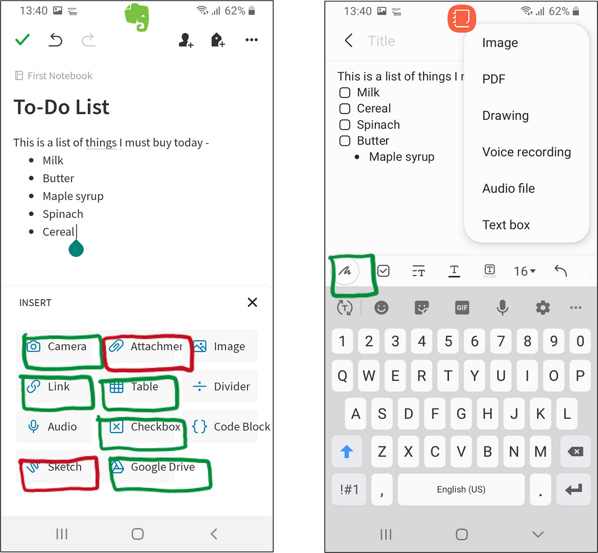 Samsung Notes vs Evernote. Heuristics Evaluation and User… | by ...