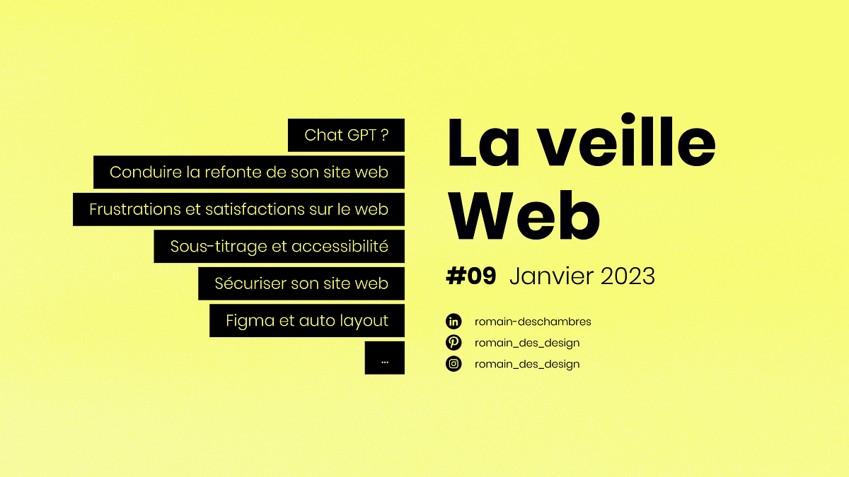 La veille web #9 Janvier 2023. On parle de Chat GPT, faire une refonte ...