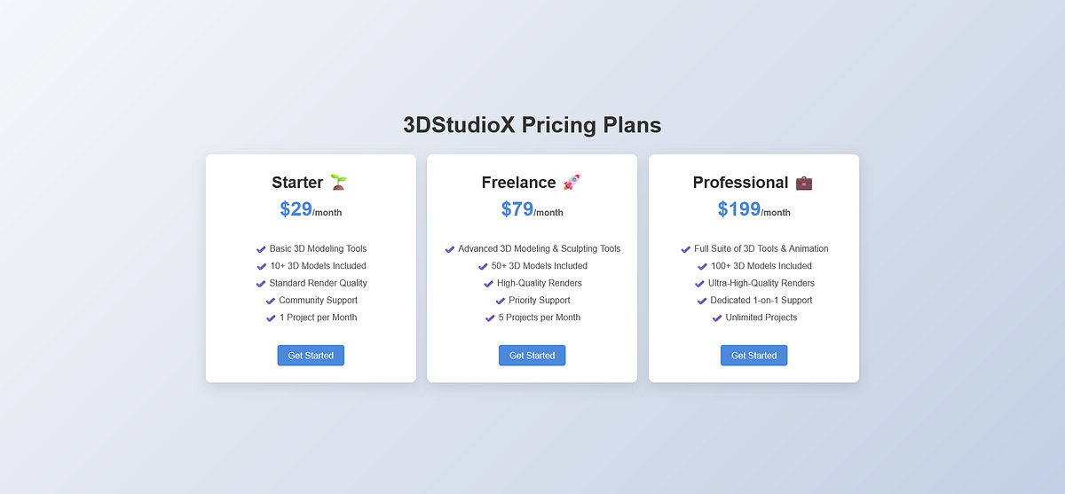 How to Build a Modern Pricing Table for a 3D Software with a Glow Hover ...