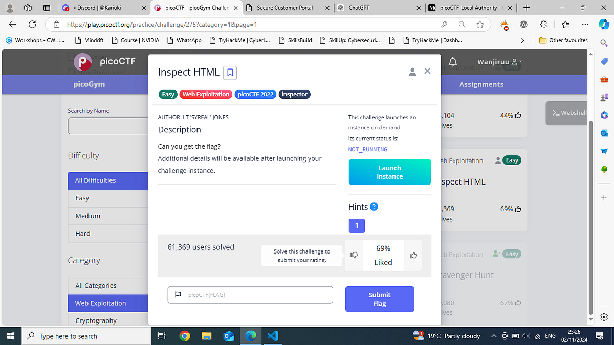 picoCTF-Inspect HTML - Ginja0r - Medium