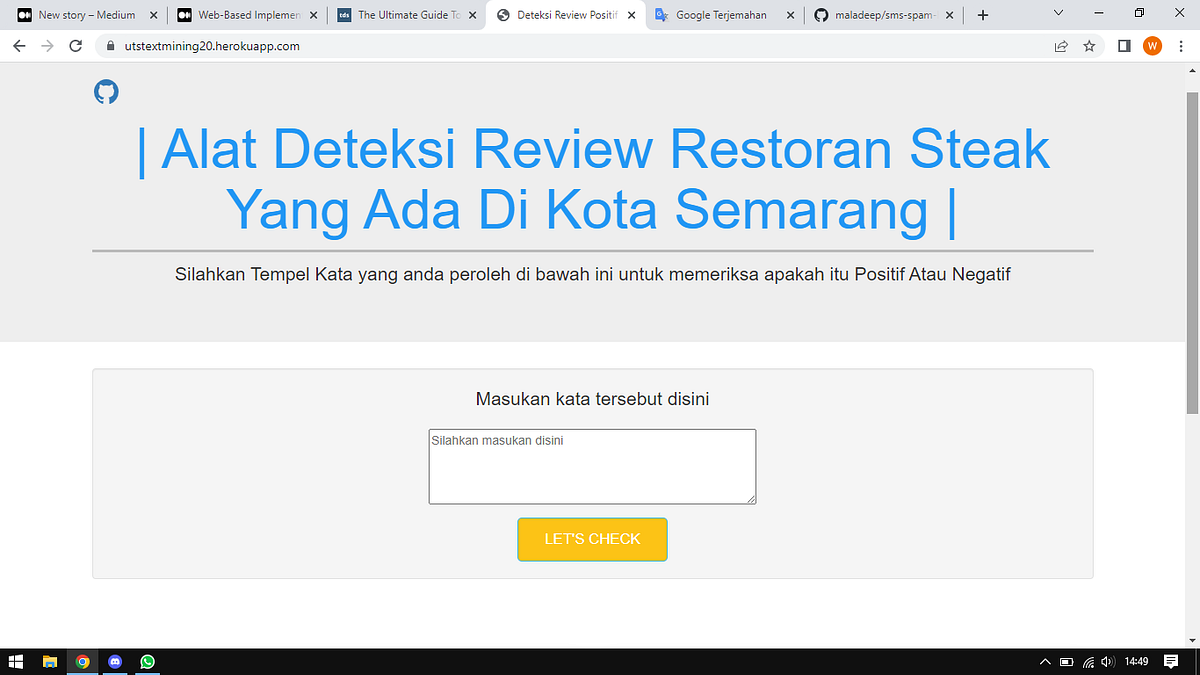 The Detection System for Negative Or Positive Reviews at Steak ...