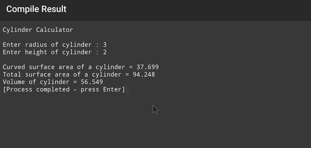 C : Program for making cylinder calculator - Programmer Portfolio - Medium