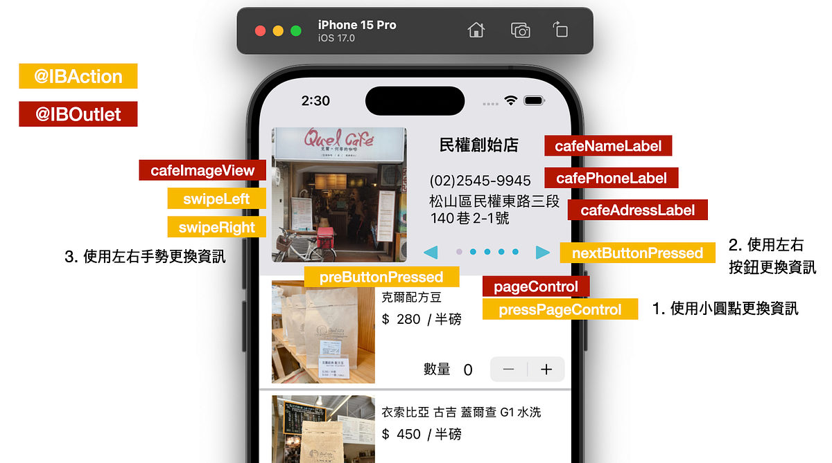 swiftPractice[18]_咖啡豆購物 APP. 利用 Page Control，Button & Gesture… | by Tania | 彼得潘的 Swift iOS App ...