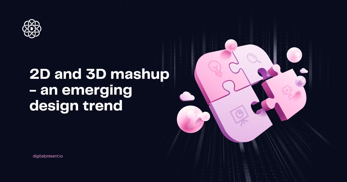 2D and 3D mashup — an emerging design trend | by Digital Present IO ...