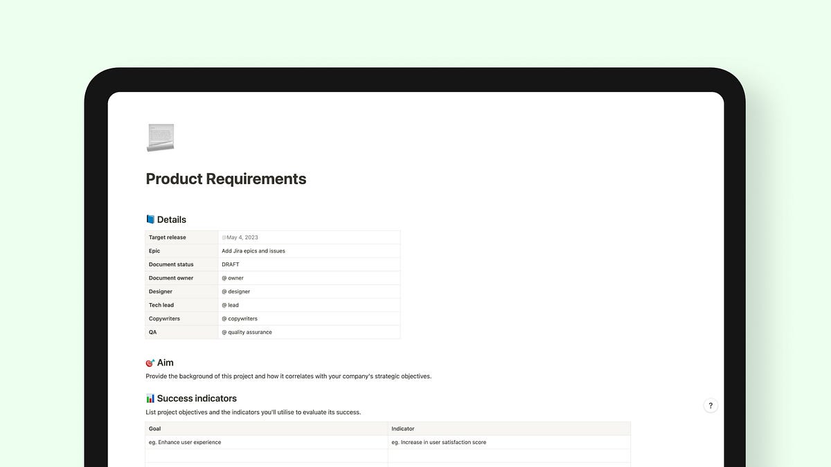 Streamlining Product Development: The Product Requirements Notion Template | by The Notion ...