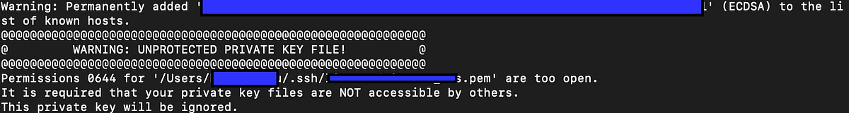 How to resolve UNPROTECTED PRIVATE KEY FILE when access SSH? - Su Bak - Medium