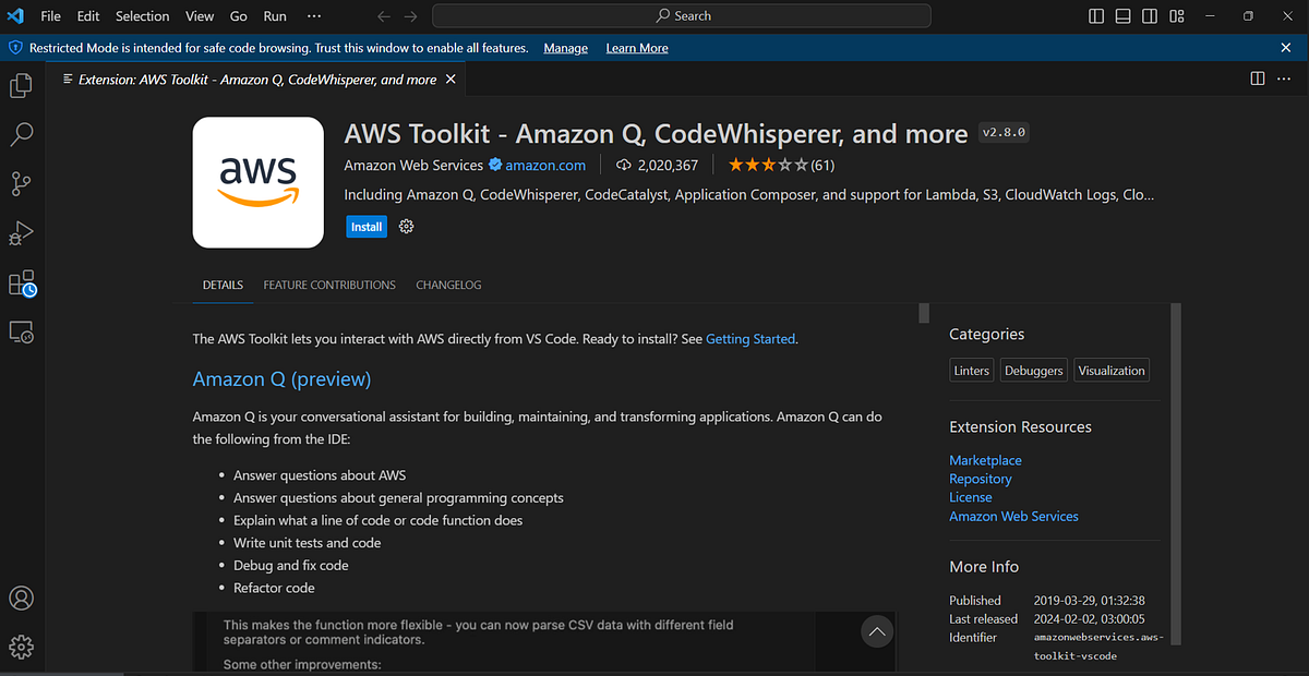 比 ChatGPT 好用的免費寫code神器 — Amazon Q + CodeWhisperer | by Yoyo Wu | Medium