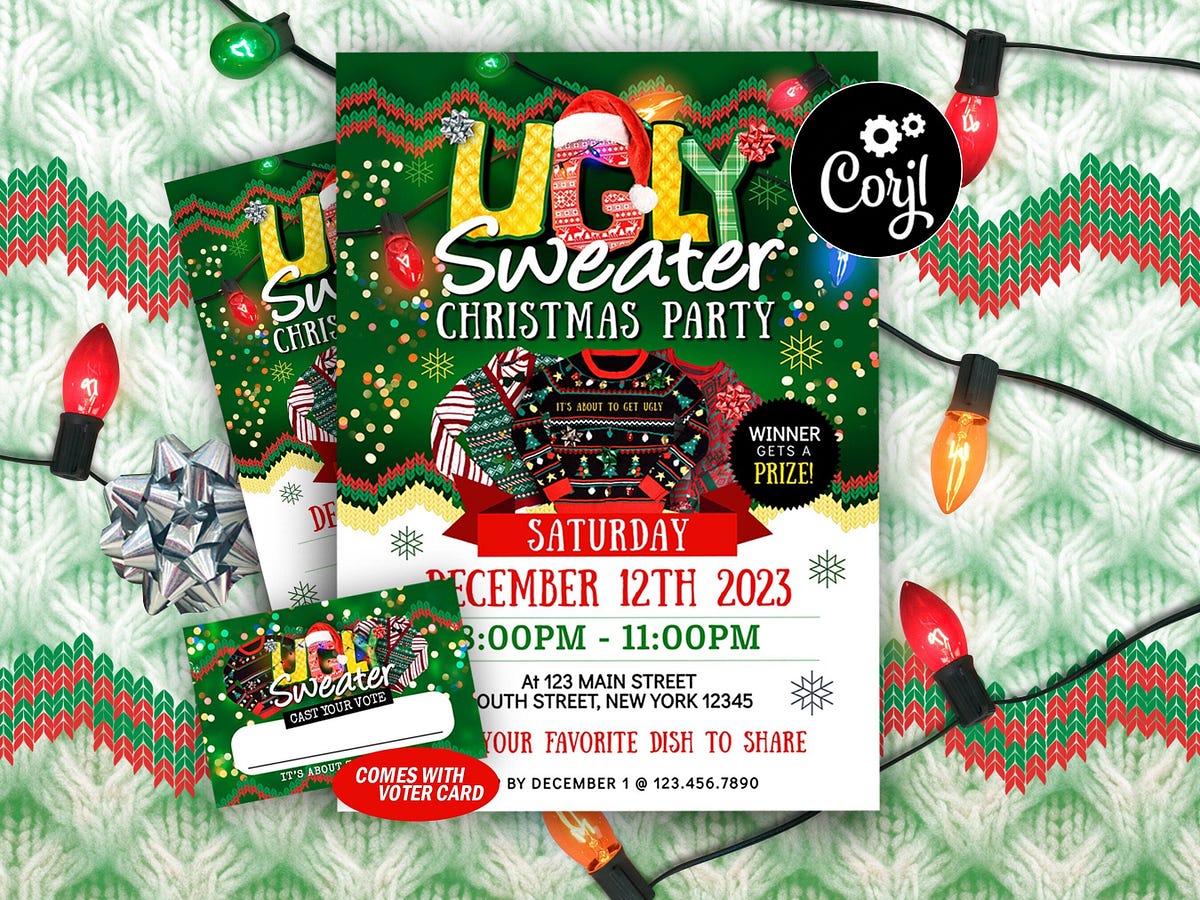Ugly Sweater Invitation, Ugly Christmas Party Contest Invite template ...
