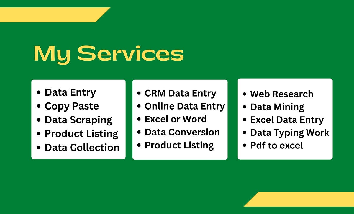 I will be your data entry operator My Services: ………………….. Data Entry ...