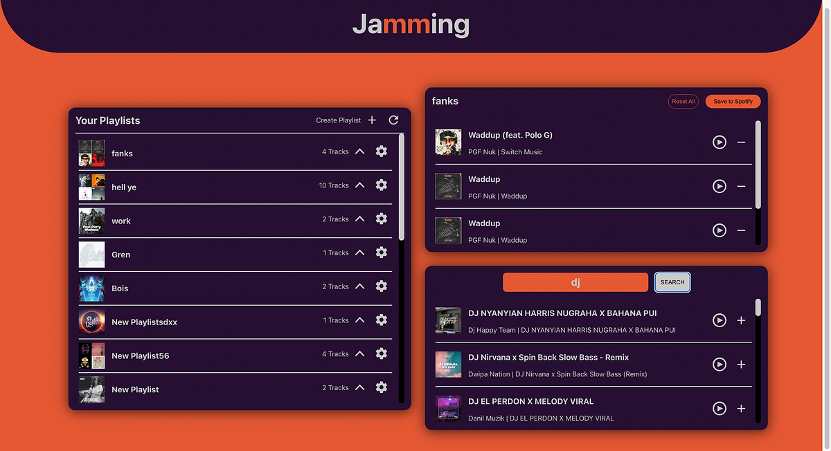 First React App — Jamming Live Site… By Matthew Davies Medium