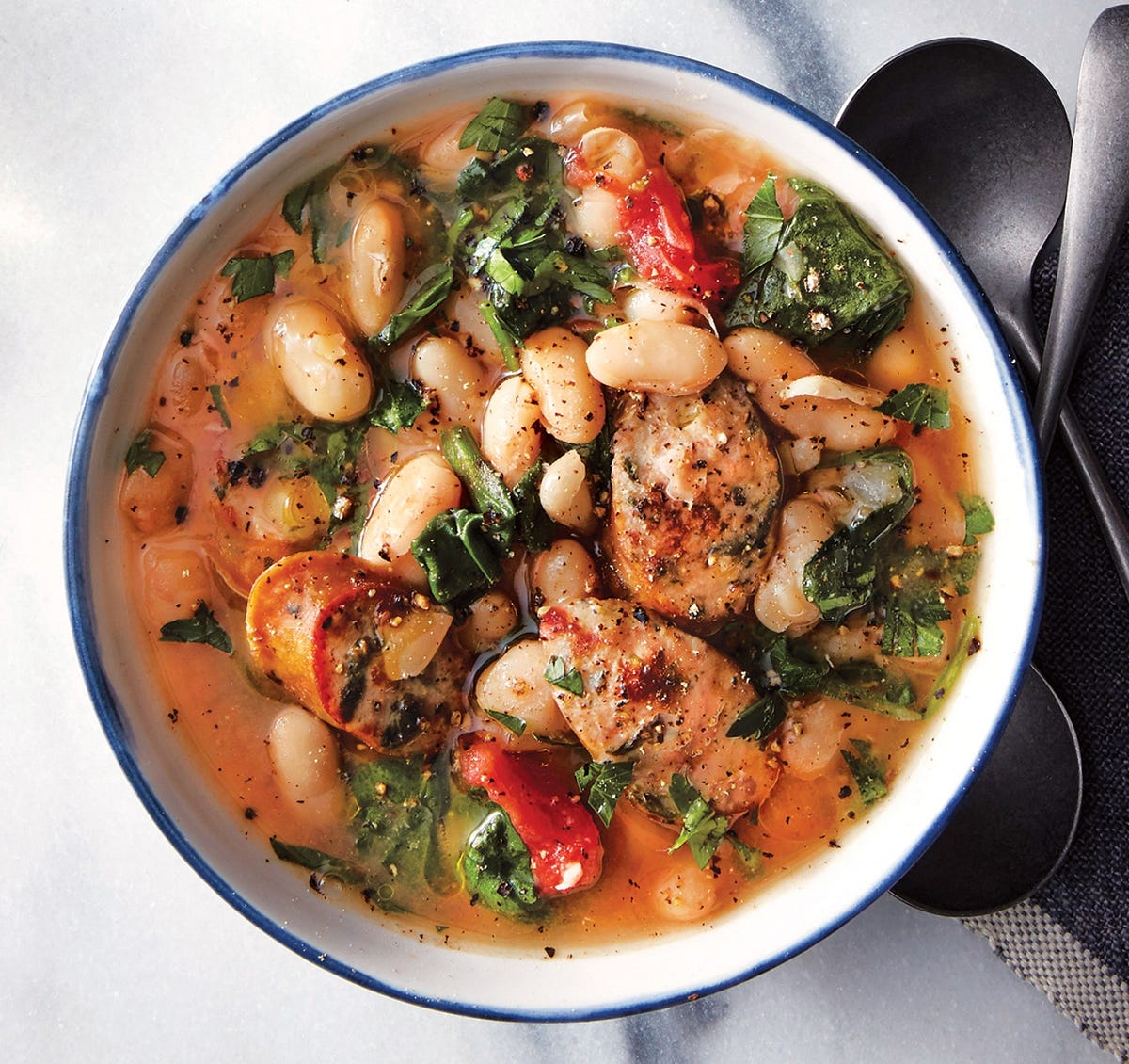 Slow-Cooker White Bean, Spinach and Sausage Stew - Asad Aziz Ansari ...