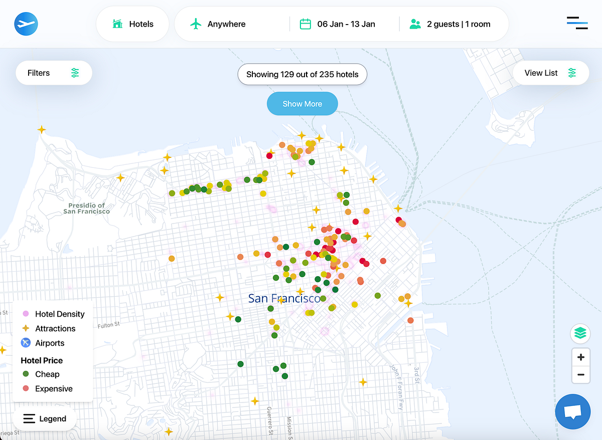 1M+ hotels, 200K+ tourist attractions mapped to visualize the hotel ...