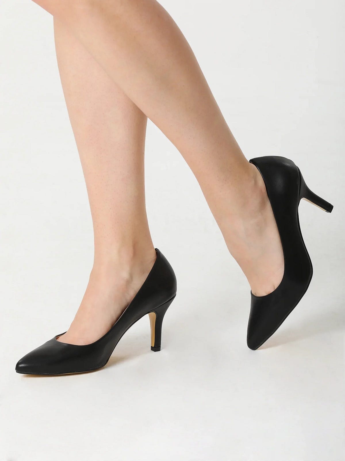 Black Pointy Low Heel Stiletto - Modora Footwear - Medium