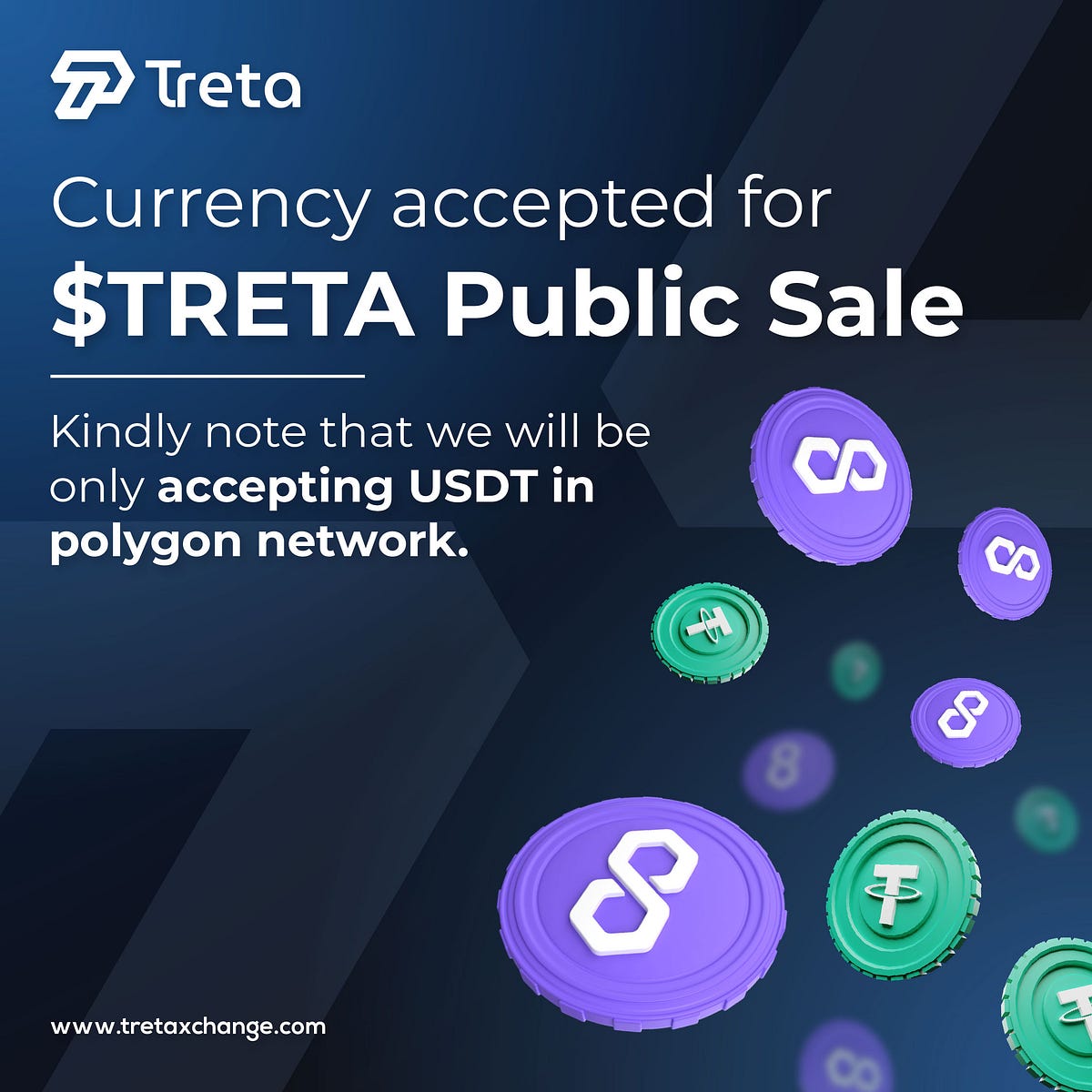 Currency accepted for $TRETA Public Sale 1.0 - Treta Exchange - Medium