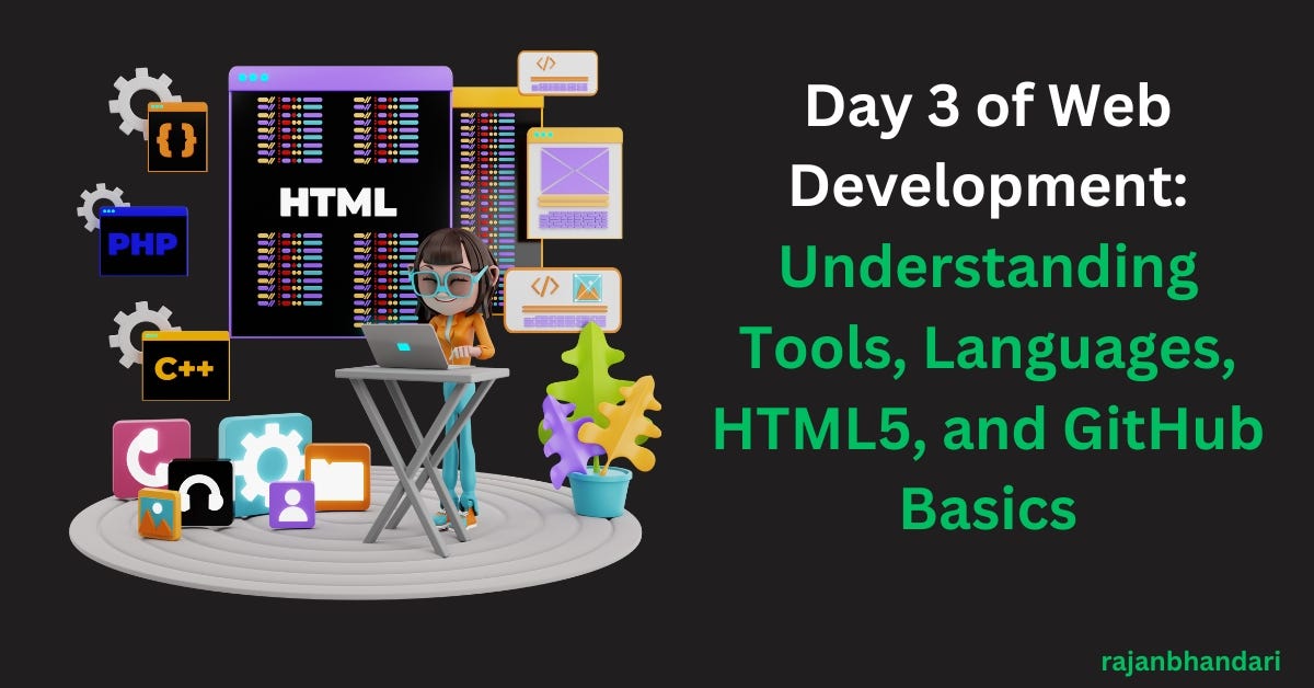 Day 3 of Web Development: Understanding Tools, Languages, HTML5, and GitHub Basics: | by ...