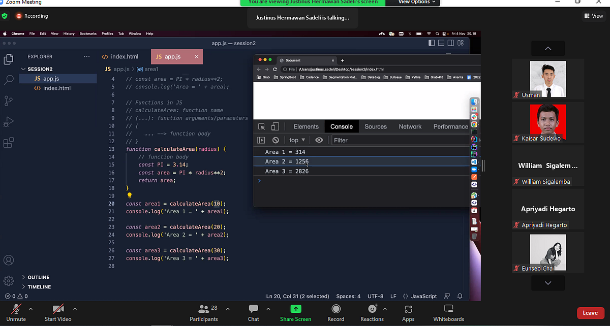 Today in zoom session, i leanerd about how to use function in ...