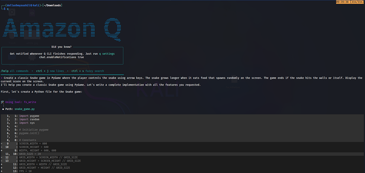🐍 Building a Classic Snake Game with PyGame — Powered by Amazon Q Developer CLI | by ...