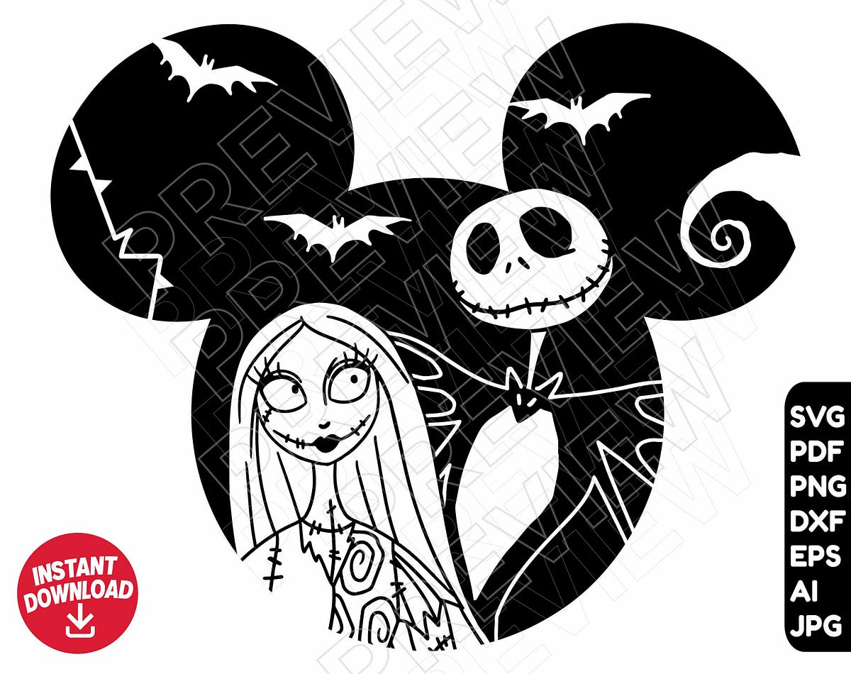 The Nightmare Before Christmas SVG Jack Sally Halloween png clipart dxf ...