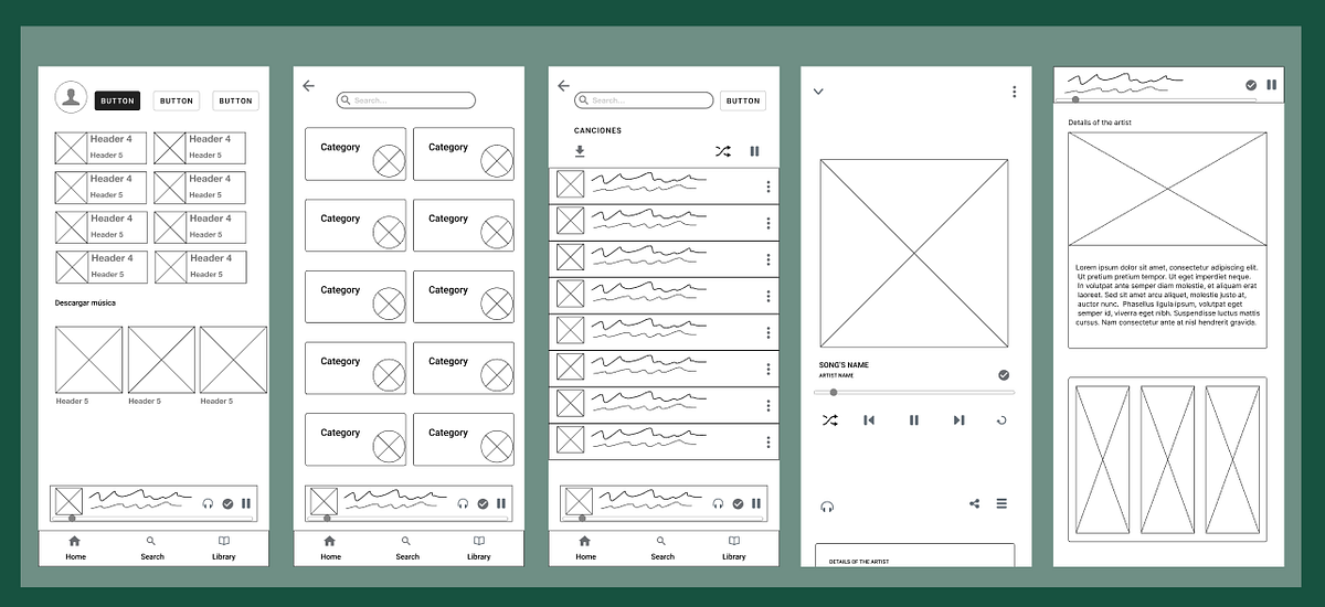 CHALLENGE 2: WIREFRAMING SPOTIFY. Since I discovered Spotify, it has… | by Andreea Maria Popsa ...