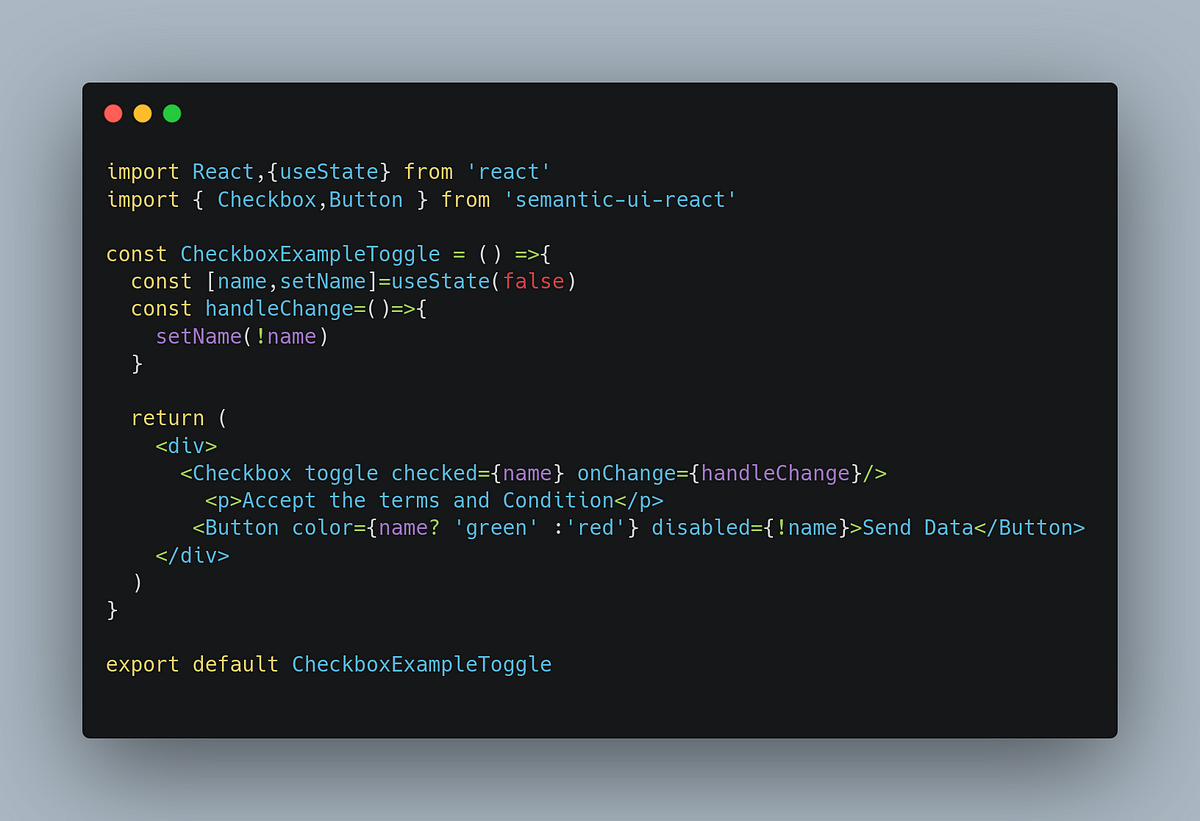 Toggle Check Box Buttonwith Semantic React Uicustom Checkbox