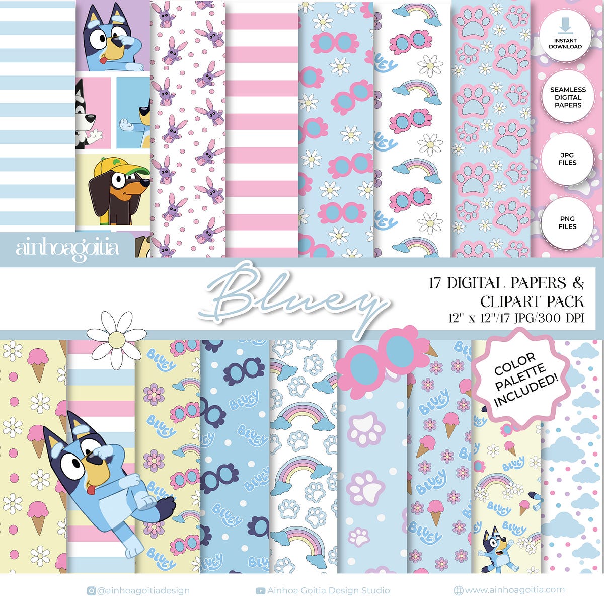Blue Dog digital paper, seamless digital paper, Blue dog digital paper ...