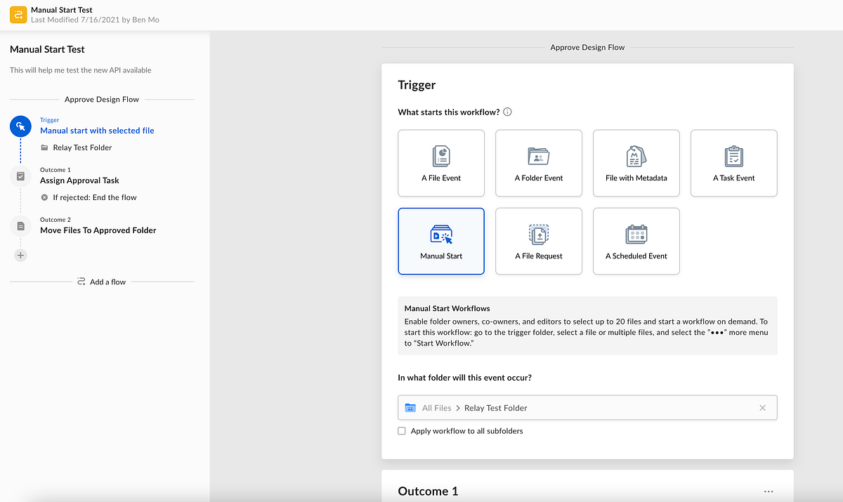 Manual Start Workflow API + Box Relay | by Alex Novotny | Box Developer ...
