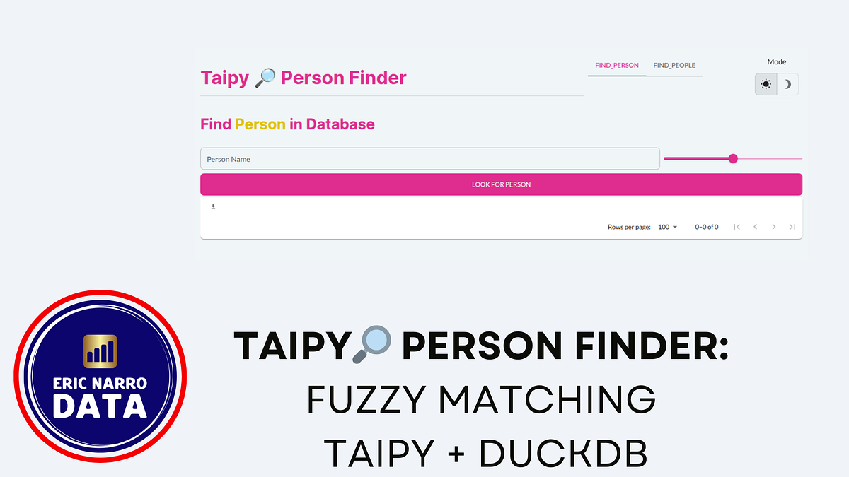 How to Create a Fuzzy Matching App with DuckDB and Taipy | by Eric Narro | Sep, 2025 | Level Up ...