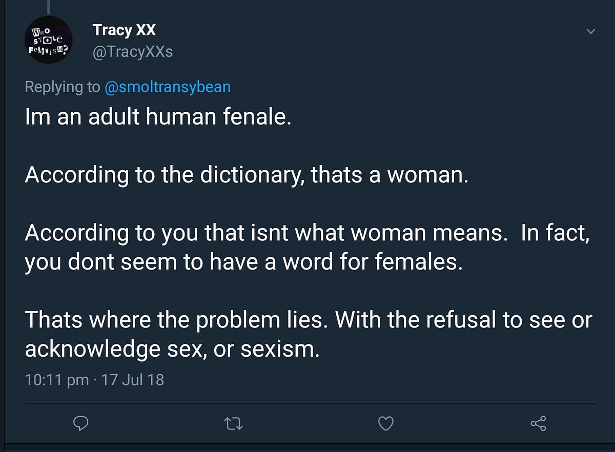“woman = adult human female! My dictionary says so.” | by Gemma Stone ...