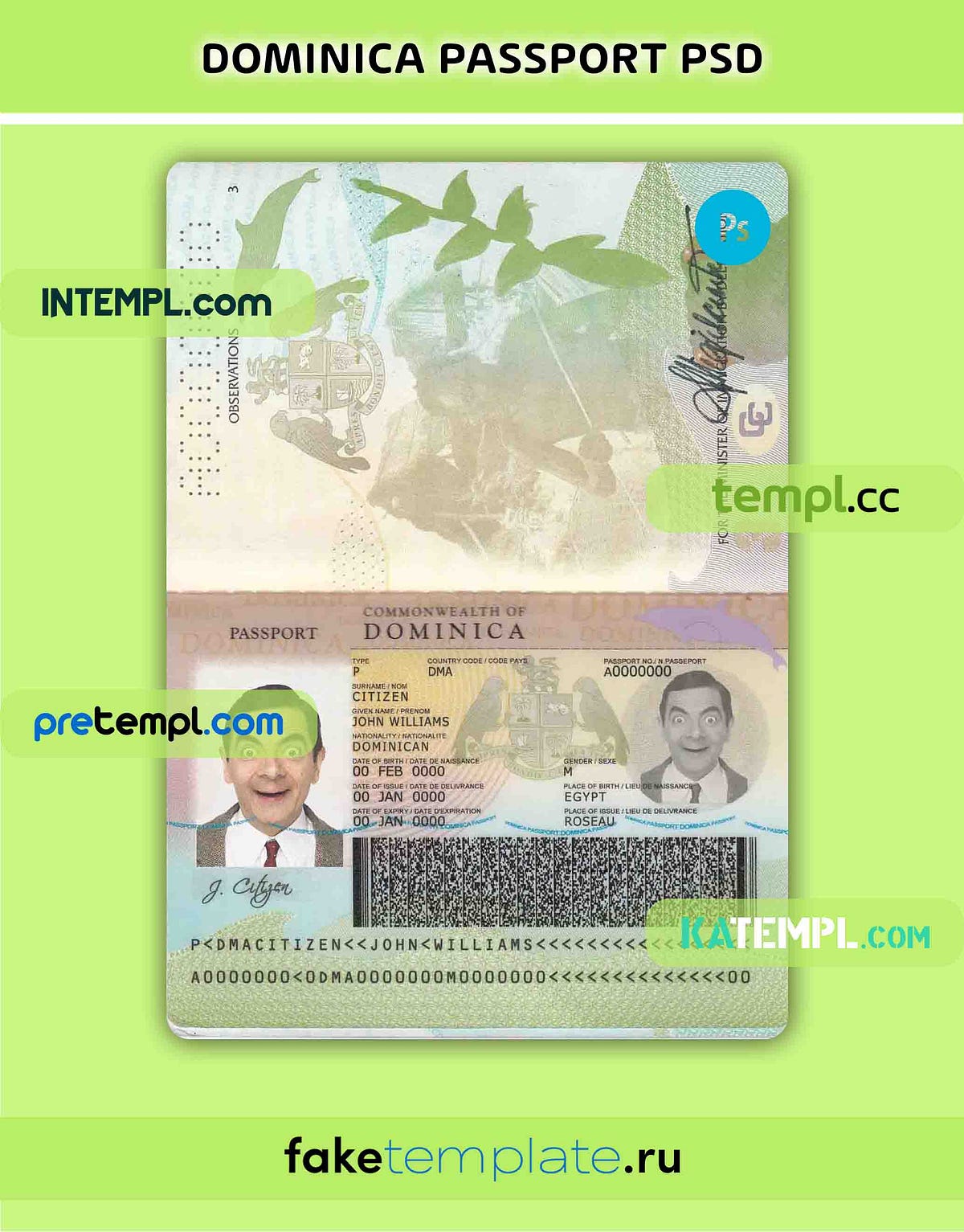 Dominica passport PSD download template | by Intempl | Oct, 2023 | Medium