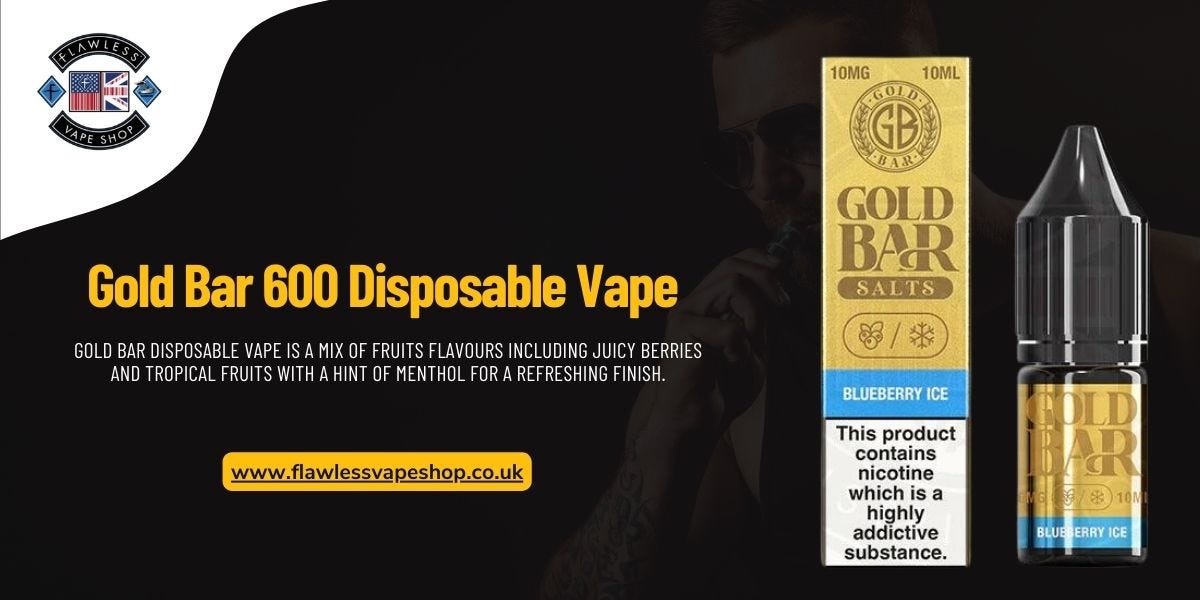 Gold Bar 600 Disposable Vape - Flawless Vapeshop - Medium