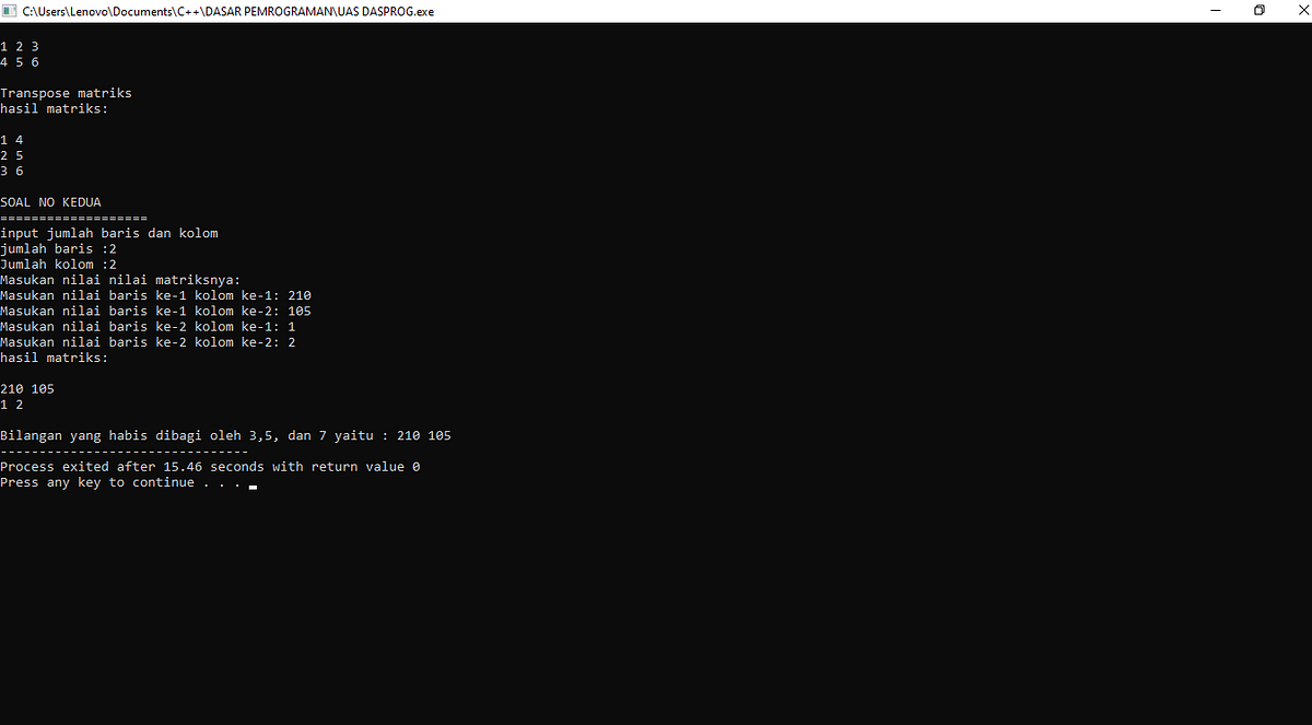 Analisis Fitur Array Di C++ Sebagai Pengaplikasian Matriks Dalam Operasi Transpose Dan ...