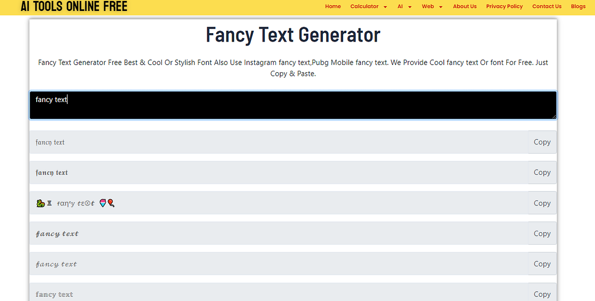Free Fancy Text Generator — Just Copy and Paste — For Stylish Fonts ...