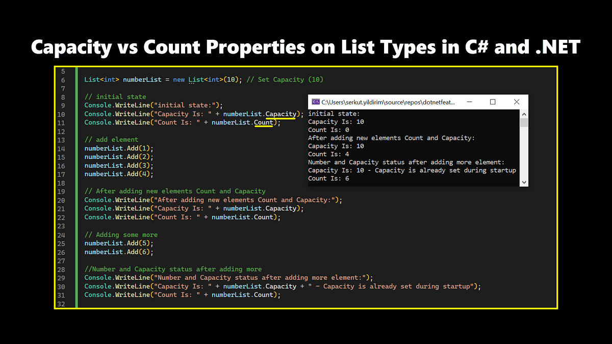 What is The Difference Between Capacity and Count Properties on List Types in C# and .NET? | by ...